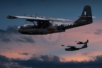 AVIATION ART PRINT PHOTO WWII WW2 RAAF PBY CATALINA BLACK CATS FRAMED ...