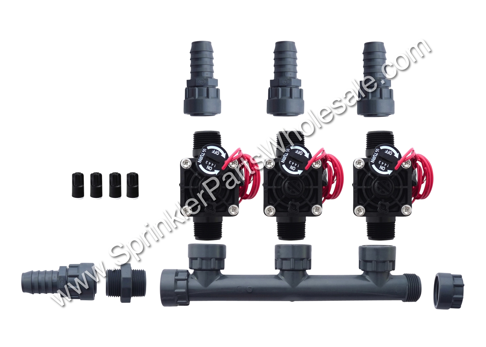 Hunter PGV101-MM 3 Zone Dura Manifold Valve Kit w/ Flow Control - Barb ...