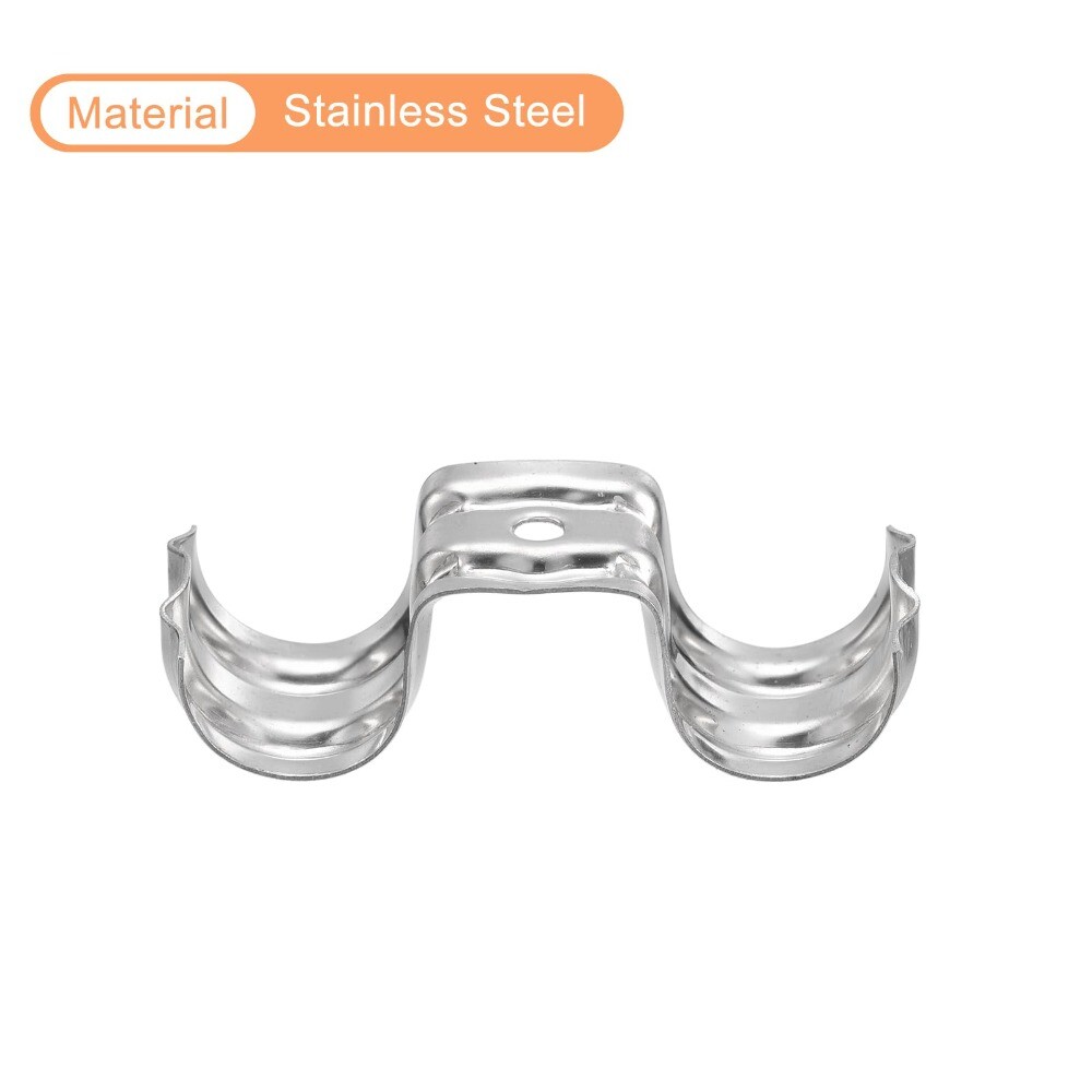 Stainless Steel Double Line Clamps Silver Fixed Pipe Buckle Worker | eBay
