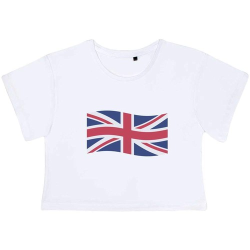 'Waving British Union Jack Flag' Women's Cotton Crop Tops (CO044256 ...