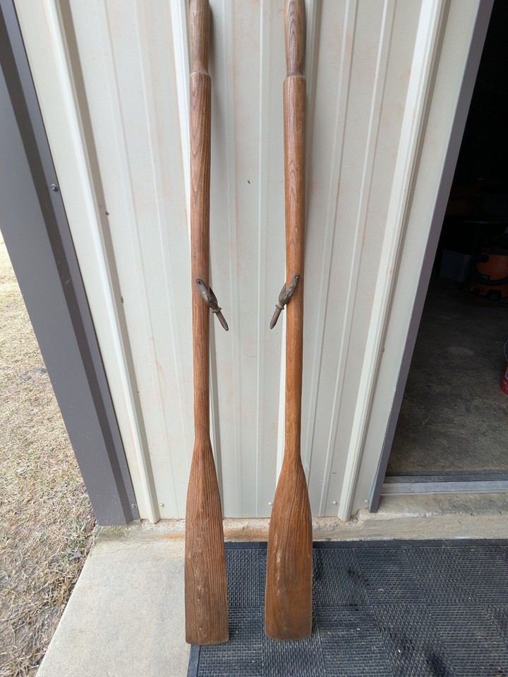 Antique Row Boat Oars 59" with brass oarlocks. | eBay
