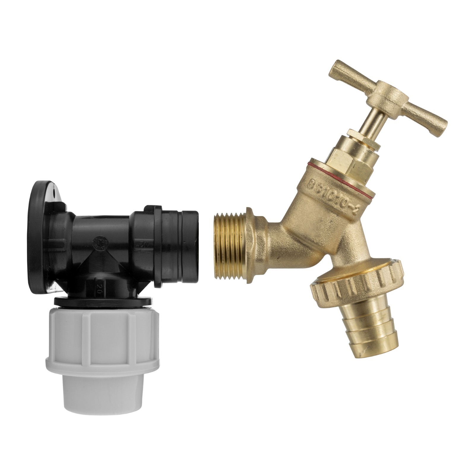 20mm & 25mm MDPE Backplate with Brass Bib Taps, 1/2" & 3/4" Hose Barbed ...