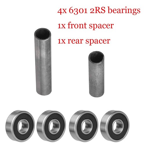 4pcs 6301 RS Bearing 15mm w/Spacers Bushes Sleeves 12mm Axle Rim to ...