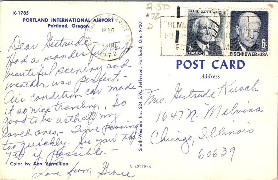 PORTLAND INTERNATIONAL AIRPORT Portland, Oregon 1972 postmark postcard | eBay