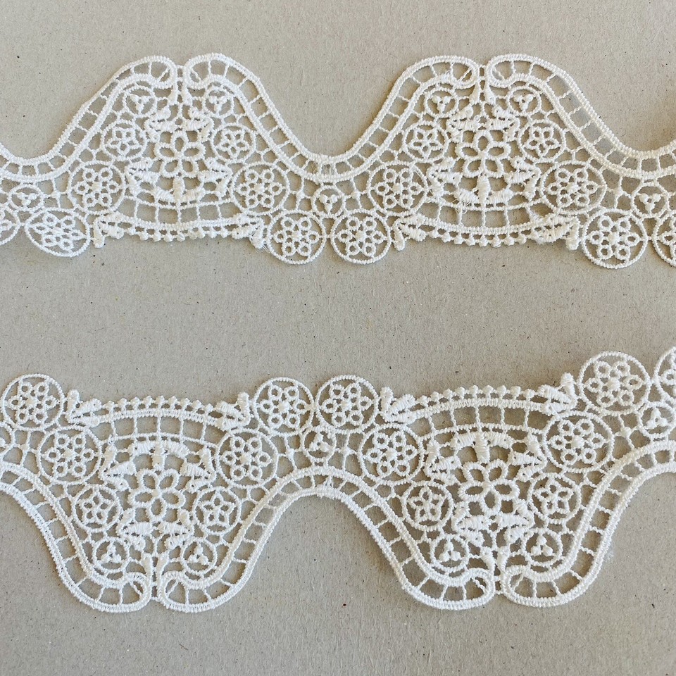 2 Yards Bright White Embroidered Eyelet Ribbon Trim/Sewing/Craft/Bridal ...