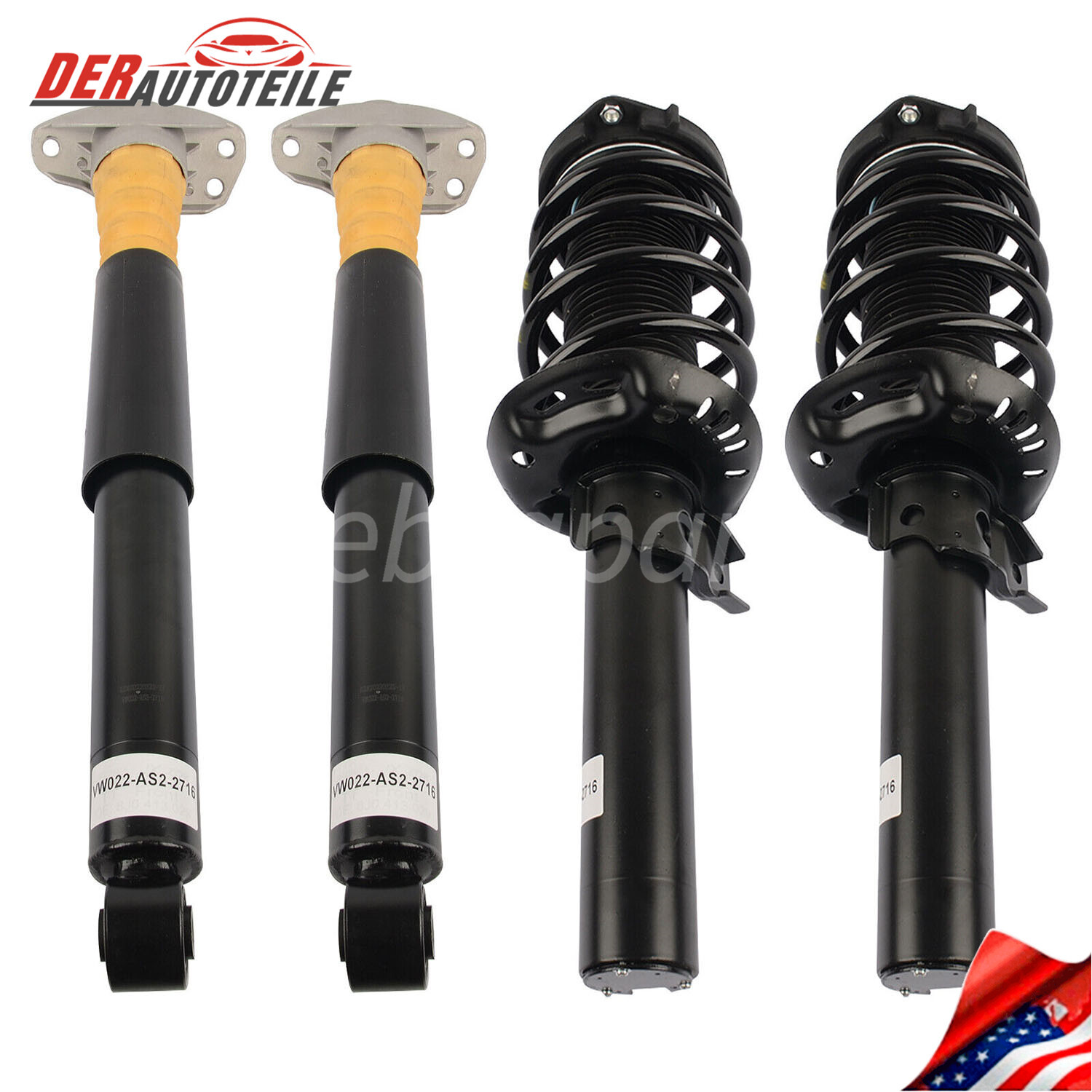 Full Set For Audi TT TTS TTRS Quattro FWD Front Rear Shock Struts Assy ...