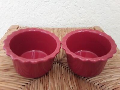Lot of 2 CHANTAL 1 Cup RAMEKIN RED Bakeware Scalloped Ruffled Edge 93 ...