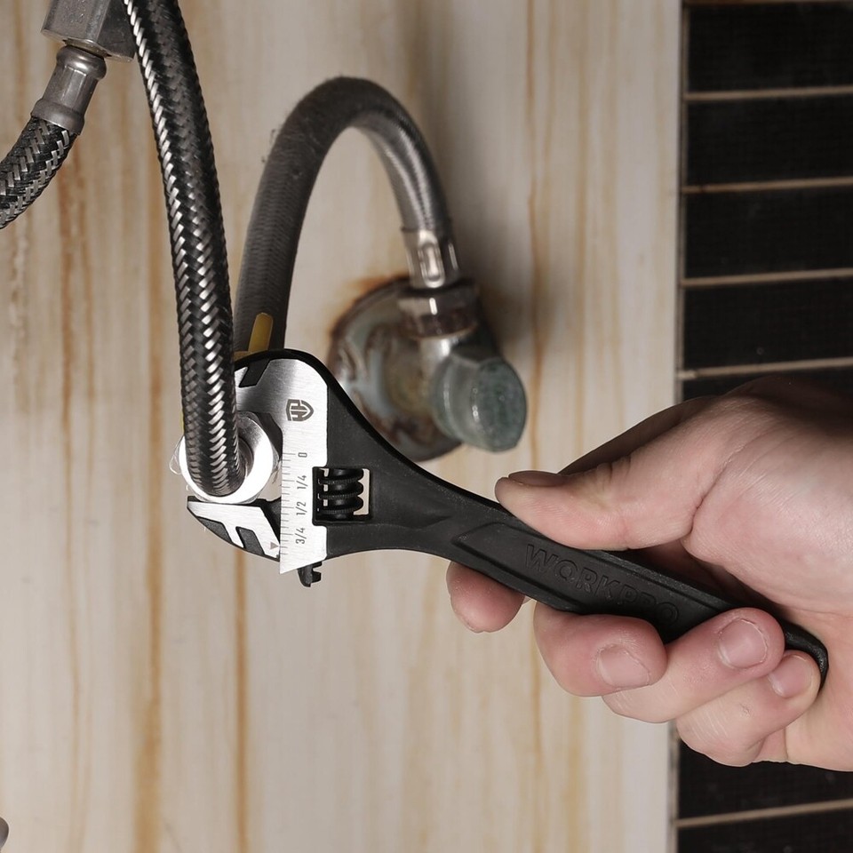 WORKPRO 2PC Adjustable Wrench Set 6" 10" Wide Jaw Wrench with Metric ...