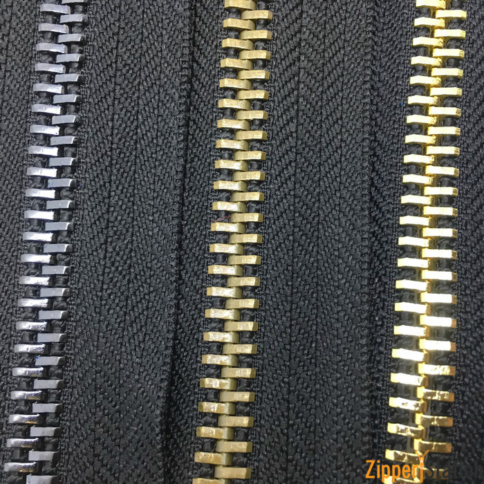Heavy Duty Metal #8 Open End Zips - Antique Brass, Gun Metal, Gold N8 ...