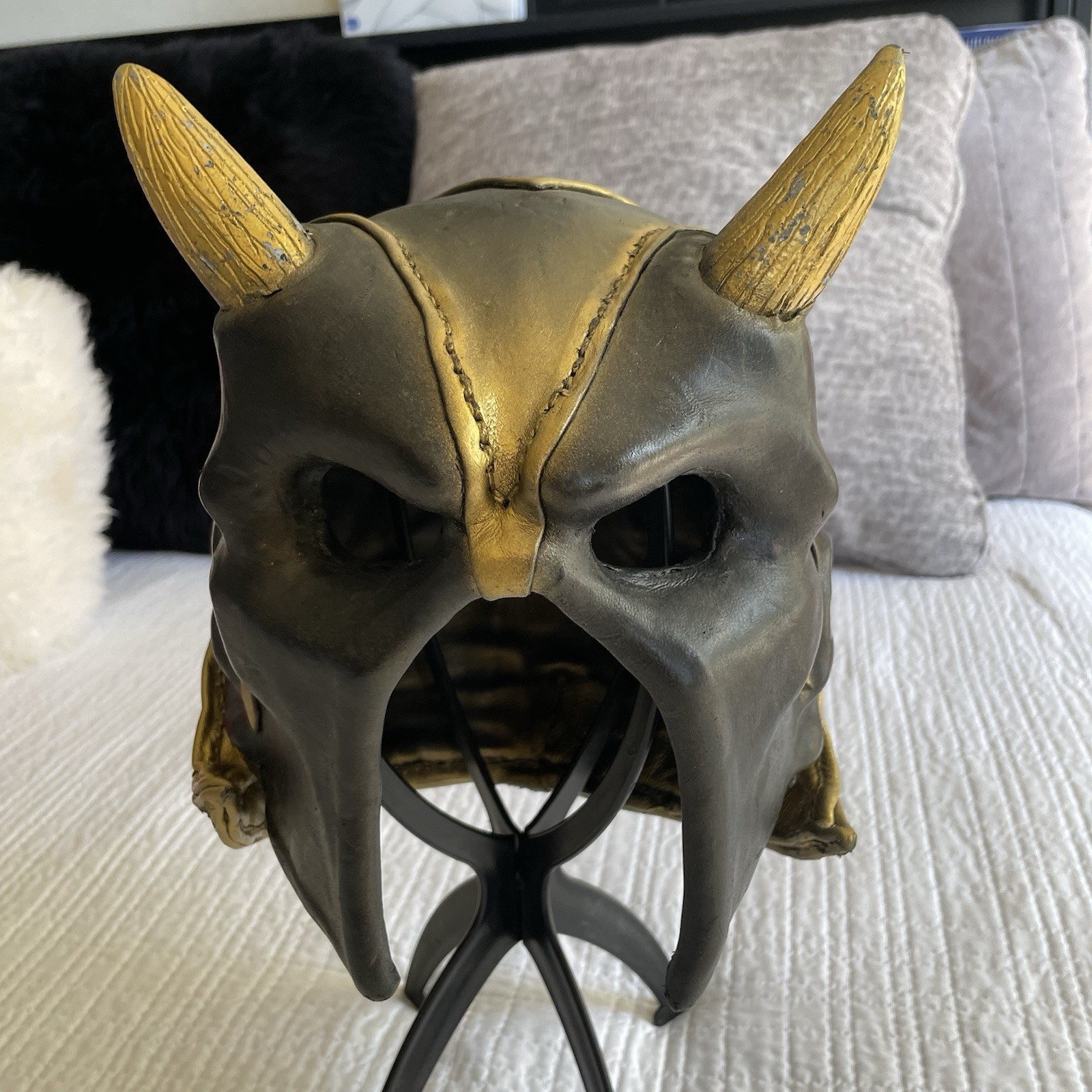 Leather Horned Demon Mask Halloween - Gem