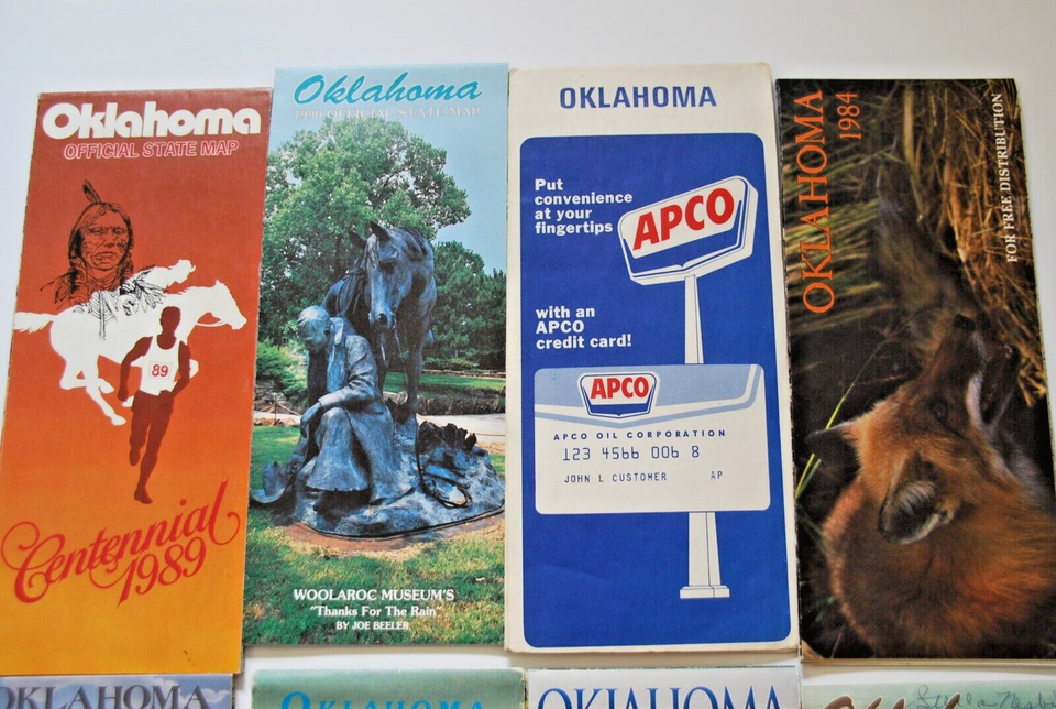 Oklahoma Travel Maps APCO 1972-1998 Native America Turnpikes Centennial ...