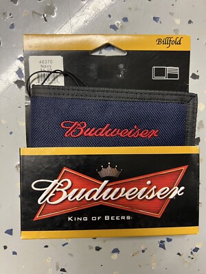 Budweiser Wallet Dark Blue Bi-Fold Nylon NOS NIB Beer Billfold King Of ...