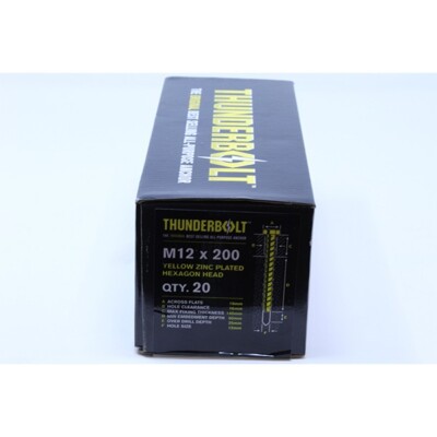 Thunderbolt All-Purpose Anchors Hexagon Head ZYP - M12 x 200 20pk | eBay UK