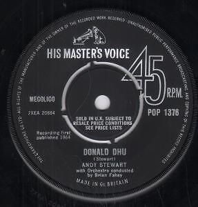 Andy Stewart Donald Dhu 7" vinyl UK His Masters Voice 1964 Four prong ...