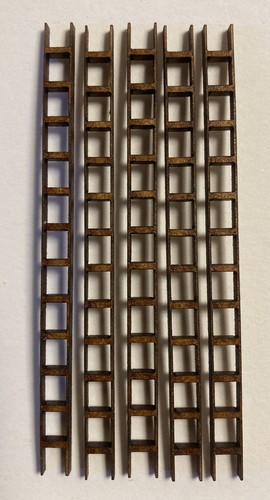 10x Wooden Ladders. 75mm X 6mm X 2mm Train. OO/HO Gauge Railway Scenery ...