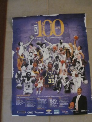 LSU TIGERS 2008-2009 BASKETBALL SCHEDULE POSTER 100 YEARS OF BASKETBALL ...