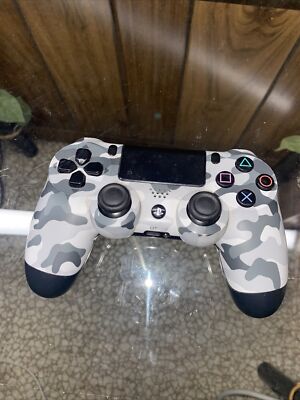 (AS IS) Black and White Camo PS4 Controller for parts or repair Left ...
