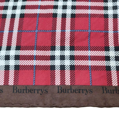 Burberrys Silk Scarf Red Check Pattern For Women Vintage 100 Percent ...