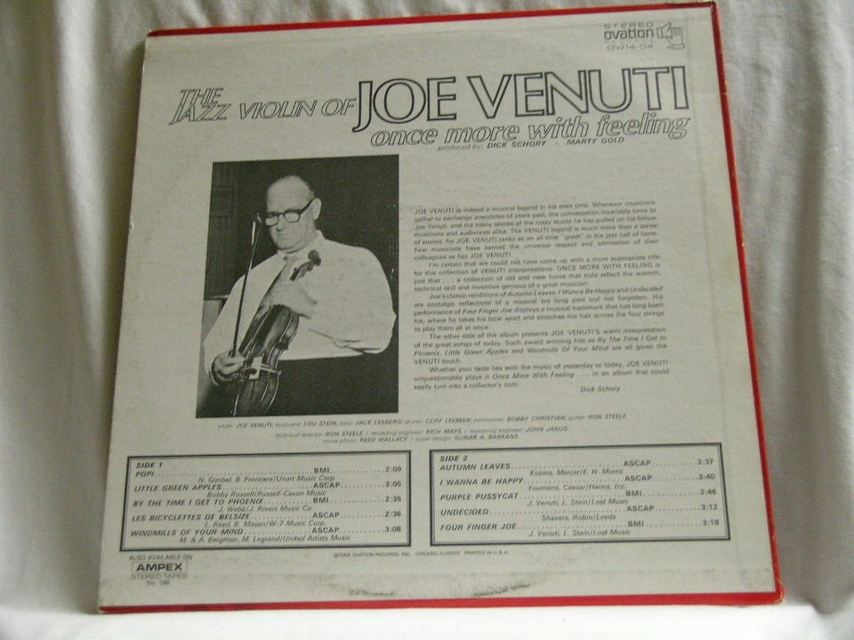 JOE VENUTI Once More With Feeling Lou Stein Cliff Leeman Jack Lesberg ...