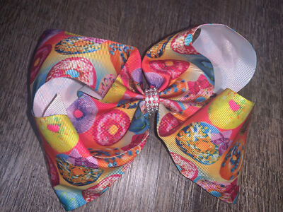 JoJo Siwa rainbow sprinkle donut hair bow yellow orange guc blue ...