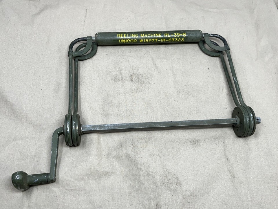 AUTHENTIC USGI RL-39 REELING MACHINE FOR FIELD PHONE COMMUNICATION WIRE ...
