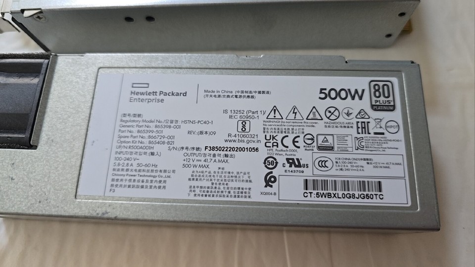 Lot of 4 HPE 865408-B21 500W FLEX SLOT PLATINUM POWER SUPPLY | eBay