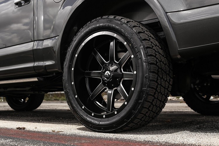 20 FUEL WHEELS TIRES 275 60 ALL TERRAIN A/T GLOSS BLACK MILLED PACKAGE ...