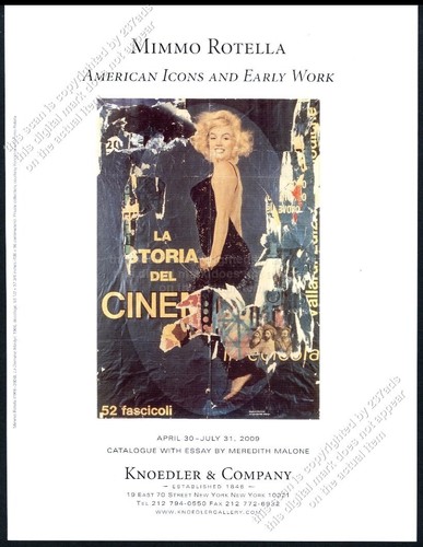 2009 Marilyn Monroe movie poster art Mimmo Rotella NYC gallery vintage ...