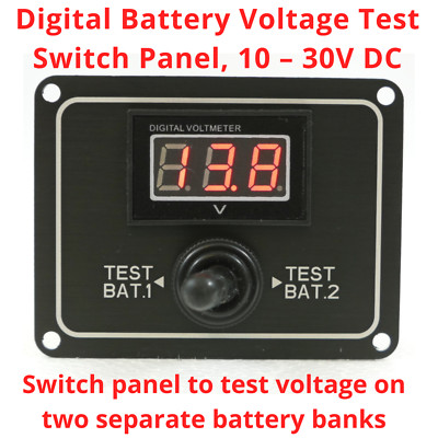 Digital Battery Voltage Test Switch Panel, 10 – 30V DC Test Two Battery ...