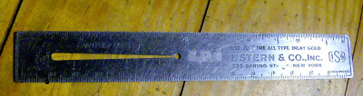 RARE antique 1930s I STERN Jewelers ADVERTISING RULER wire-meter A-T ...