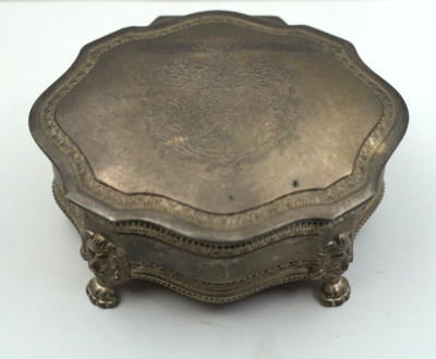 International Silver Co Plated Trinket Jewelry Box Lion Emblem Crest ...