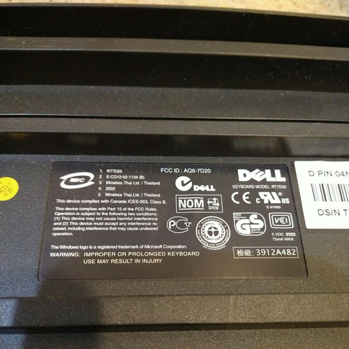 Dell Wired Keyboard Model RT7D20 04N454 UNTESTED | eBay