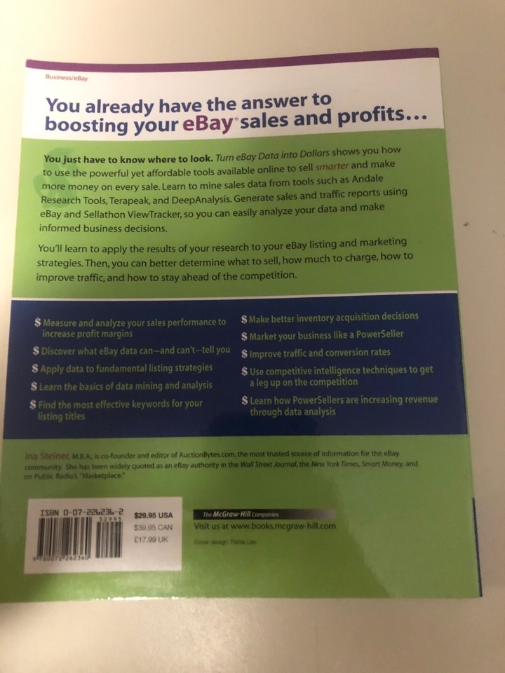 TURN EBAY DATA INTO DOLLARS By Ina Steiner *Excellent Condition* | eBay