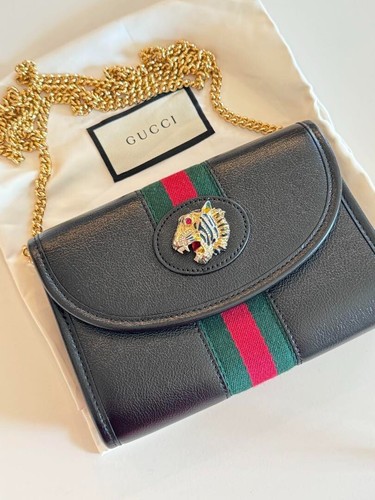 GUCCI Rajah Mini Crossbody Bag Black Leather used 202503M | eBay