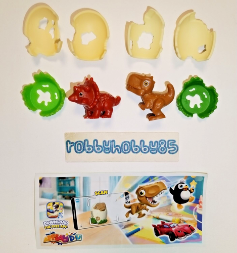 BABY DINOSAURS COMPLETE SET 2 FIGURES + PAPERS KINDER JOY SURPRISE EGG ...