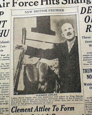 WINSTON CHURCHILL Upset Election Defeat by Clement Attlee 1945 WWII ...