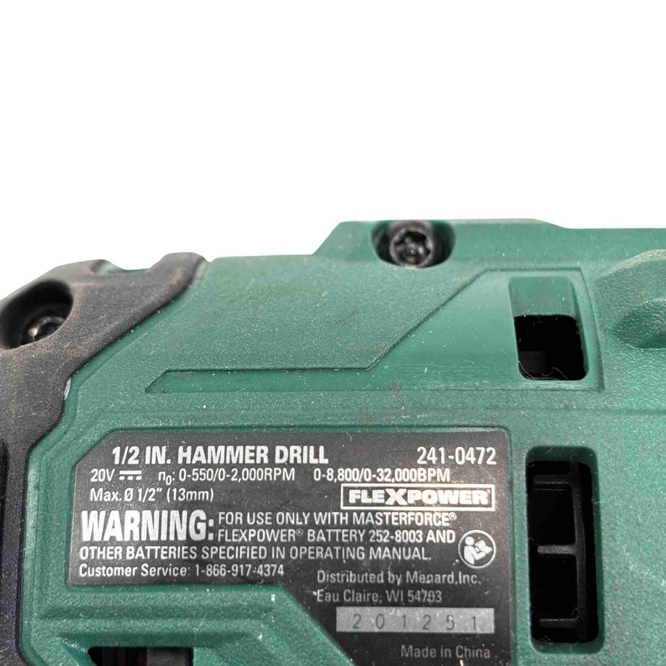Masterforce BOOST 241-0472 20V Brushless Cordless 1/2" Hammer Drill Kit ...