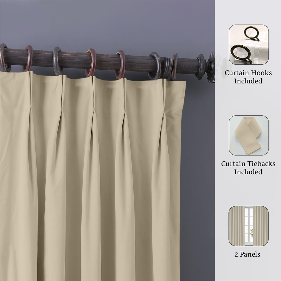 Pinch Pleated Curtains & Drapes Blackout Thermal Insulated for Traverse ...