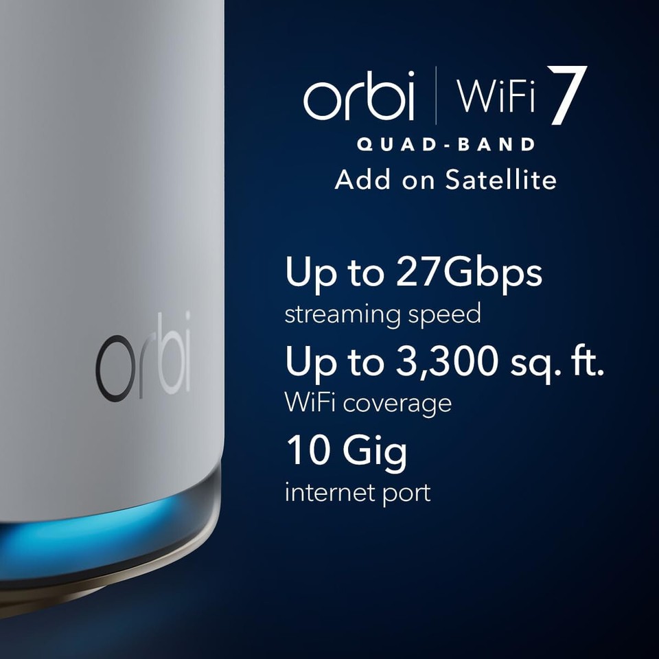 Netgear Orbi RBE970 Satellite WiFi 7 Mesh Network Extender Internet 970 ...
