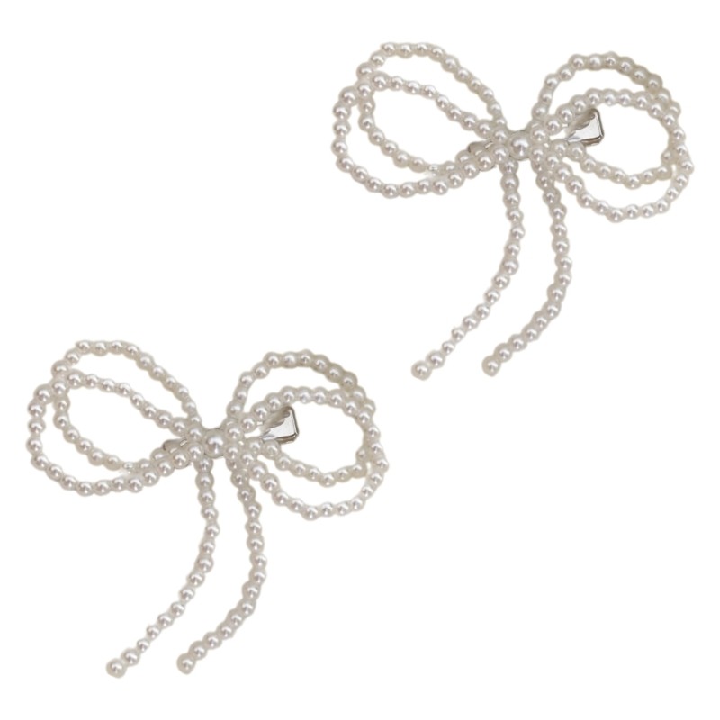 Bowknot Hair Clip 2000s Hairpin Sweet Balletcore Bunches Beads Hair ...