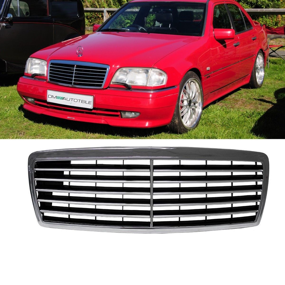 Mercedes C-Klasse W202 Kühlergrill Grill Chrom Schwarz 93-00 für C43 ...