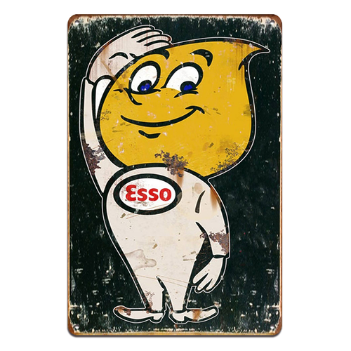 Esso Tin Metal Sign Auto Oil 20x30cm Rustic Look Vintage Man Cave Car ...