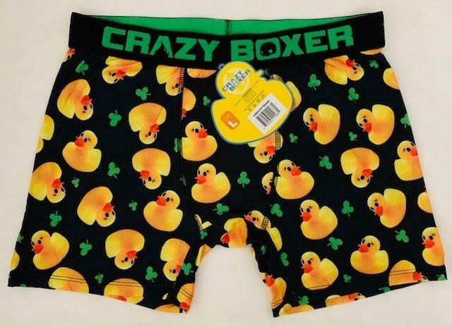 Crazy Boxer Ducky Duck St. Patrick's Day Shamrock Black Boxer Briefs ...