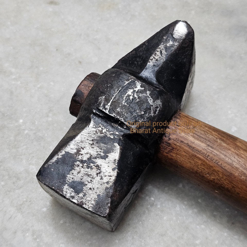 Heavy Black Iron 1.4 Kg Hammer Blacksmith Wooden Handle Collectible ...