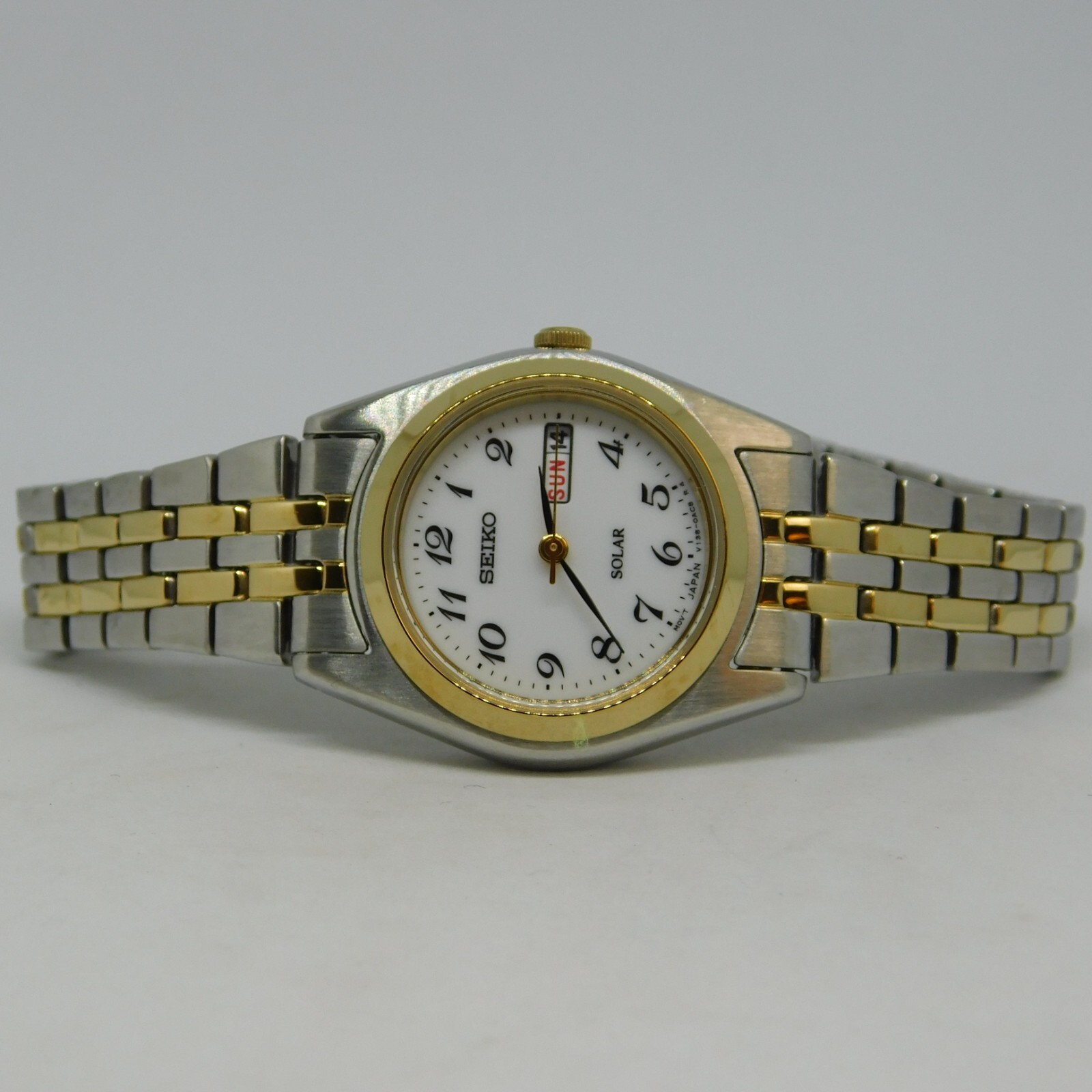 SEIKO Solar V138-0AA0 Two Tone Quartz Analog Women's Watch Sz. 5 3/4 ...