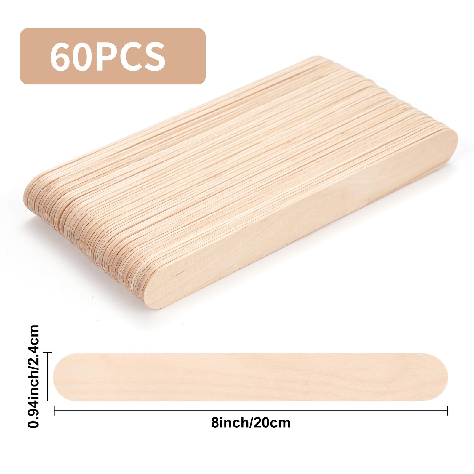 60 Pieces Jumbo Craft Sticks, 8 Inch Natural Wooden Popsicle Sticks ...