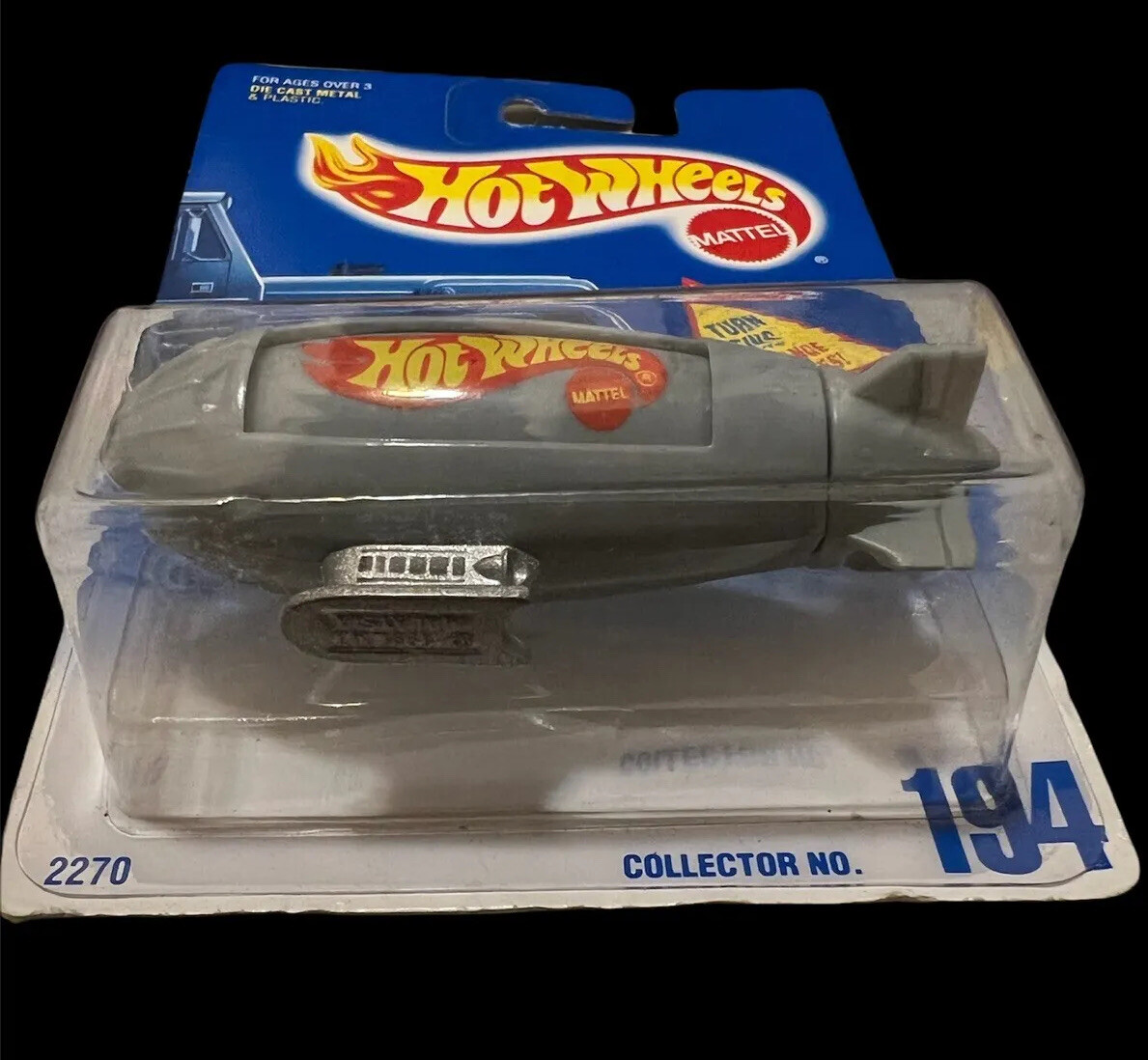 1991 Hot Wheels Blue/White Card Collector #194 GOODYEAR BLIMP Gray w ...