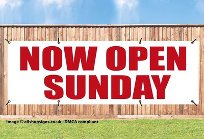 NOW OPEN SUNDAY SIGN BANNER LARGE OUTDOOR waterproof PVC + Eyelets | eBay