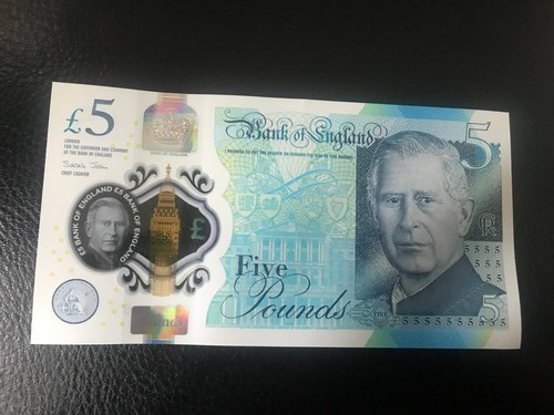 Genuine CA01 Rare King Charles III £ 5 Five Pound Fiver Plastic Polymer ...