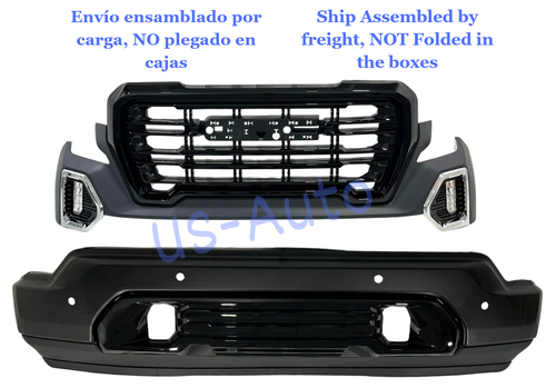 Fit 2019 - 2021 GMC Sierra 1500 Front Bumper Complete Assembly Black w ...
